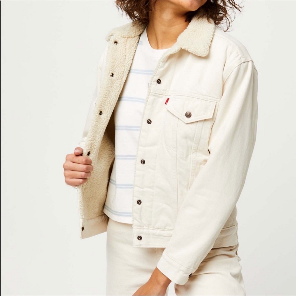Levi’s White Original Sherpa Trucker Jacket - Gem